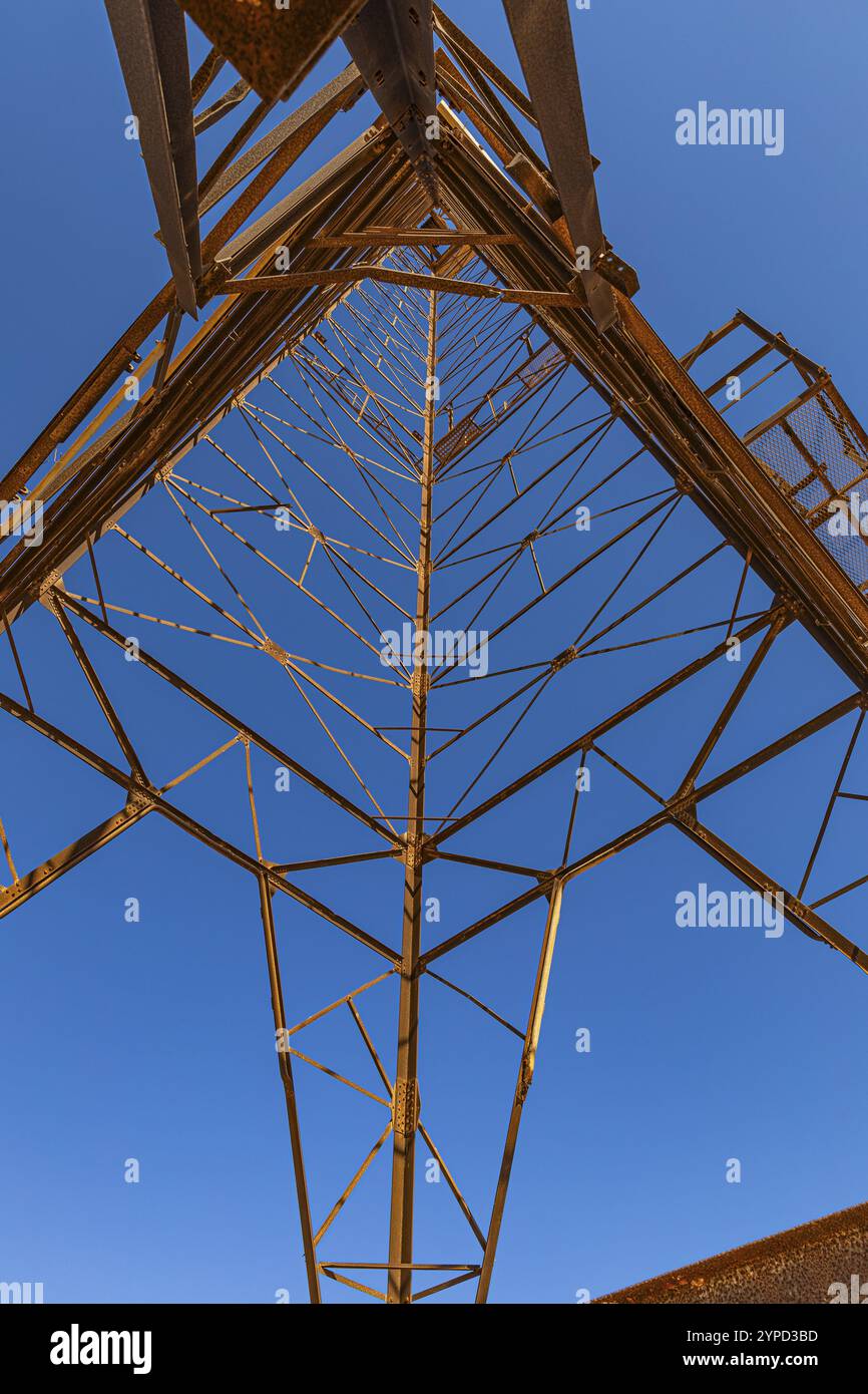 Rusted remains of a former oil derrick, Arabian Peninsula, Sultanate of ...