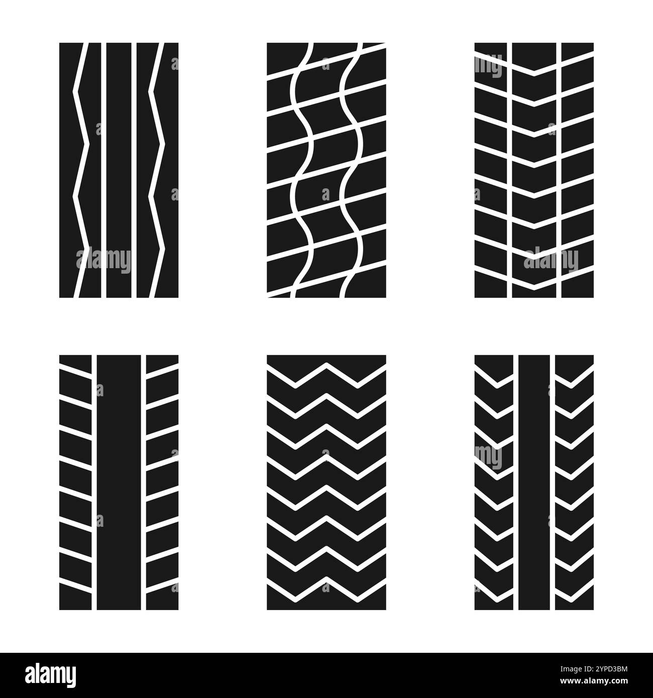 Tyre Thread Pattern set vector. Rubber wheel signs icons vector. tire tread patterns Stock ...