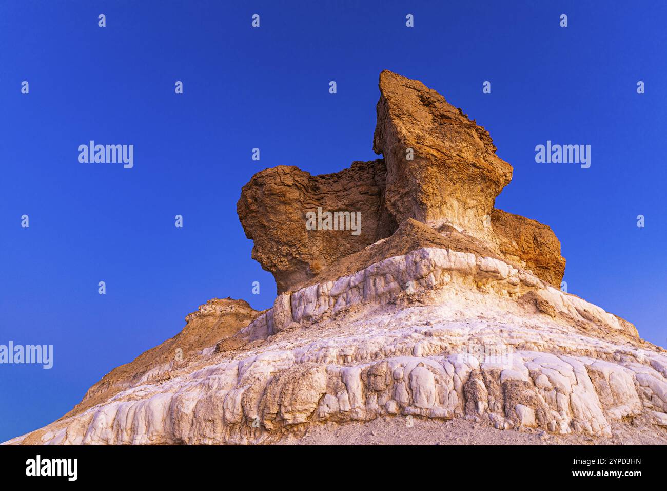 Striking rock formation in the Huqf stone desert in the morning light ...