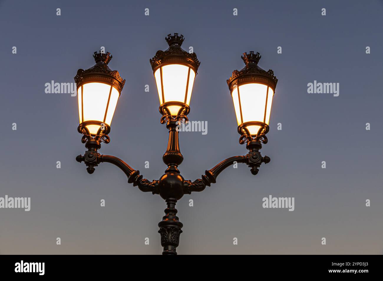 Three-flame, illuminated candelabra lamp, at the Sultan's Palace ...