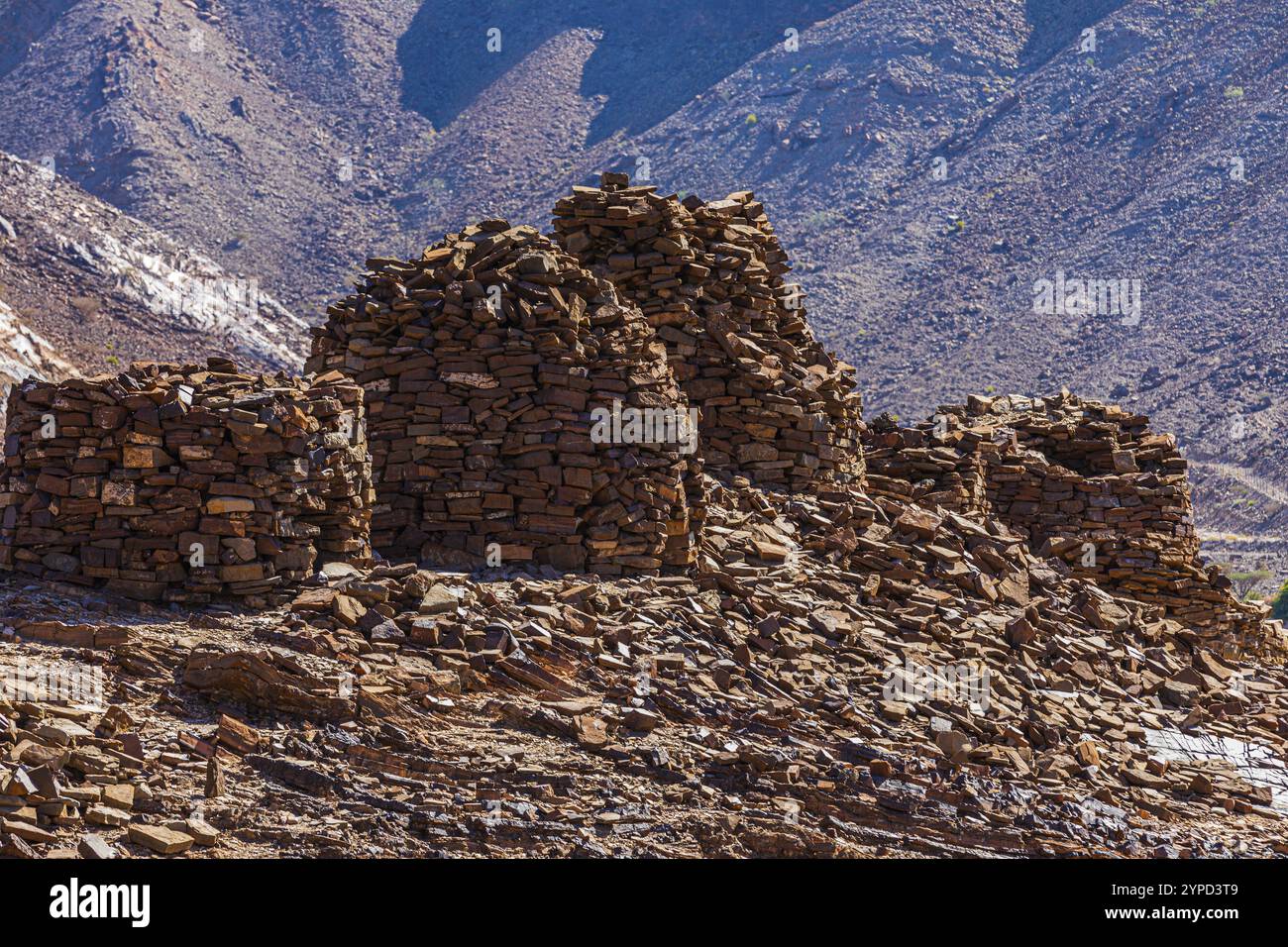 Round tombs made of unhewn stones, beehive tombs, near the city of Al ...