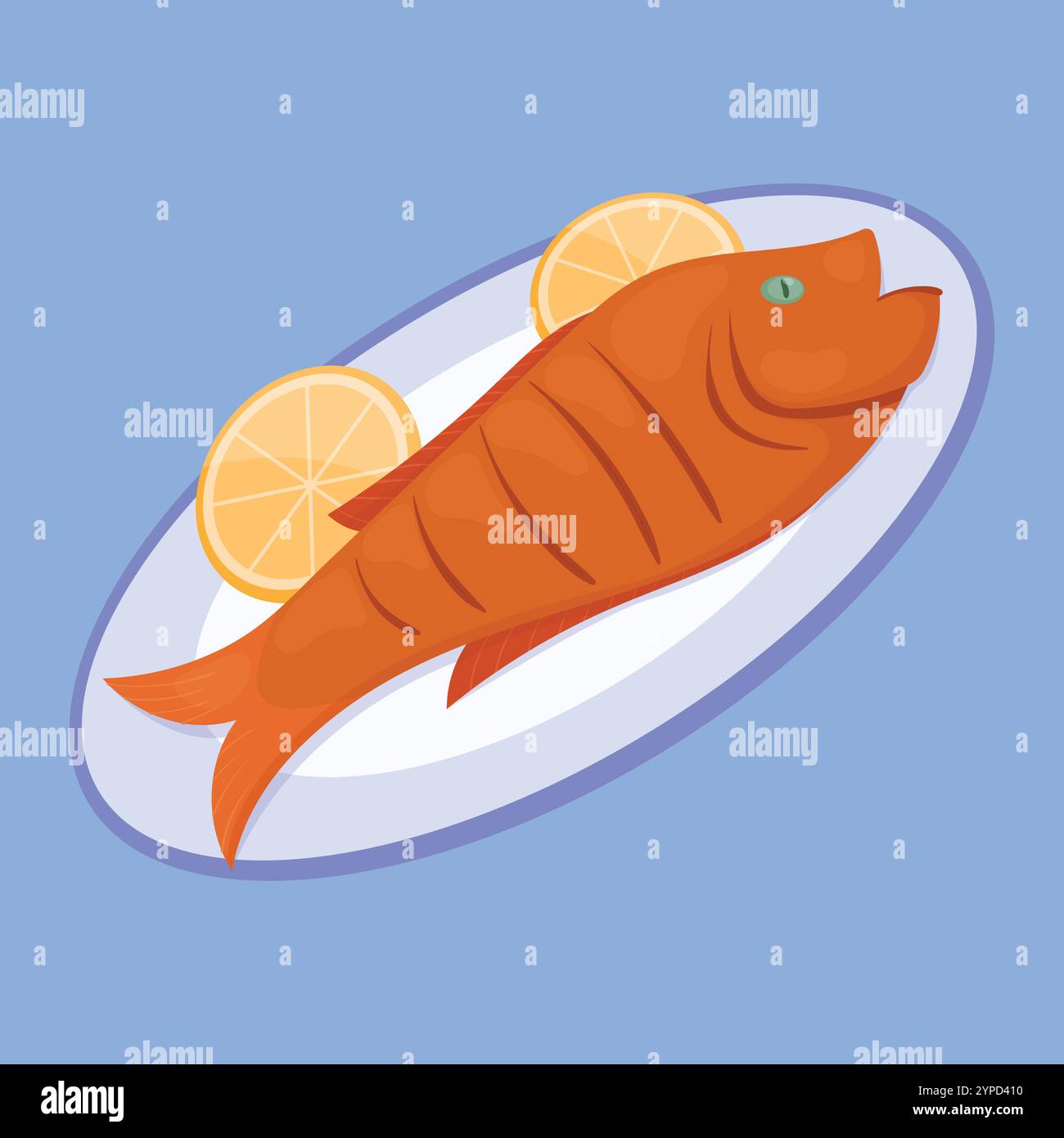 Grilled Fish vector icon. tasty fried fish dinner vector illustration ...