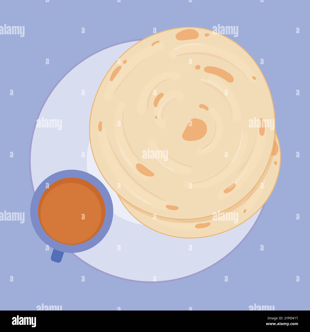 Breakfast illustration. Chai Paratha icon vector. chai paratha roti ...