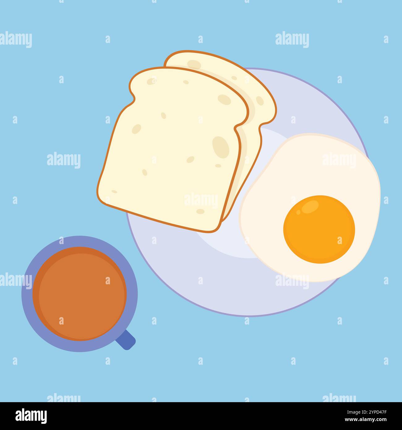 Breakfast illustration. tea bread icon vector. fried egg with bread ...