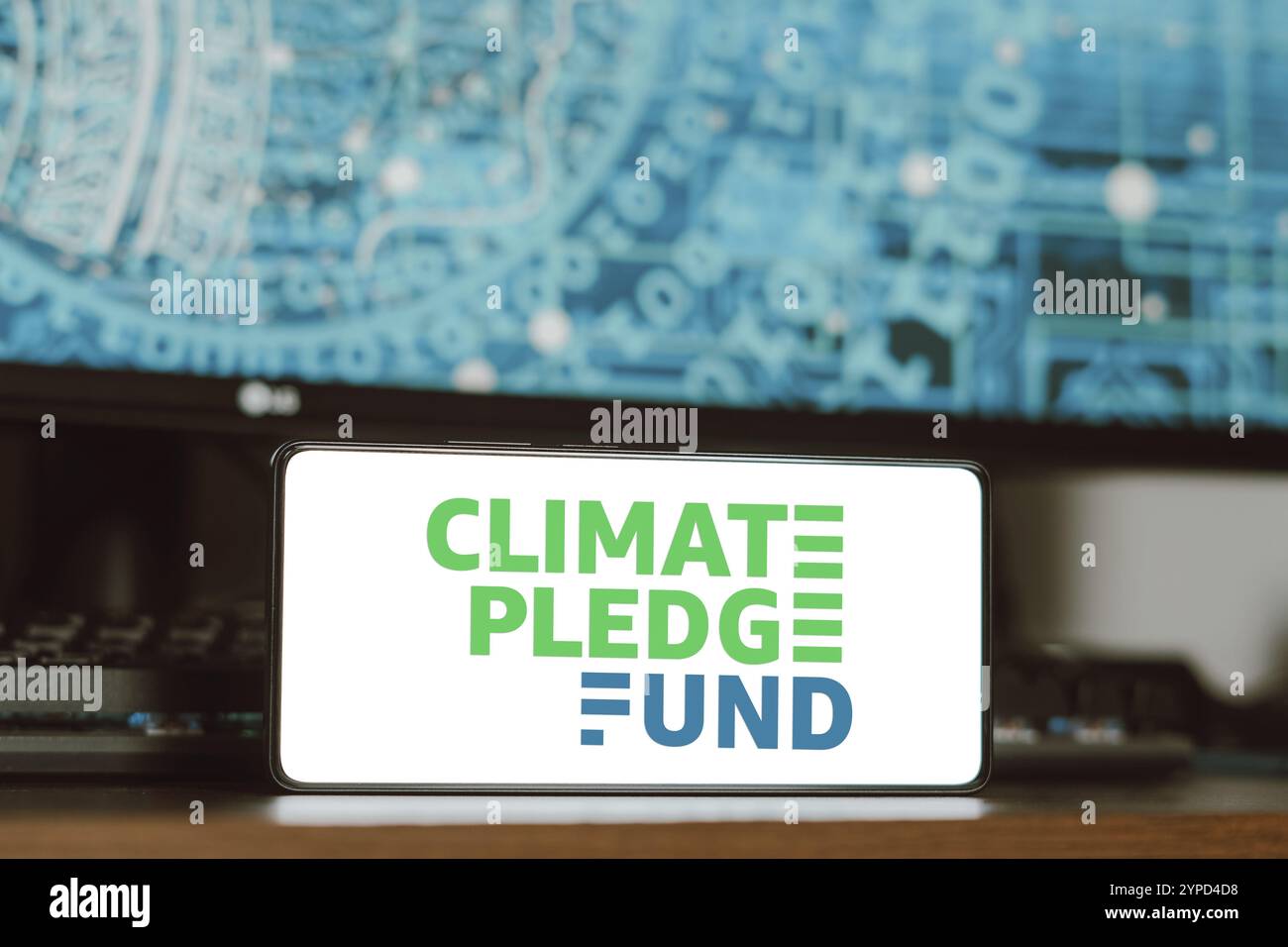 April 1, 2024, Brazil. In this photo illustration, the Climate Pledge ...