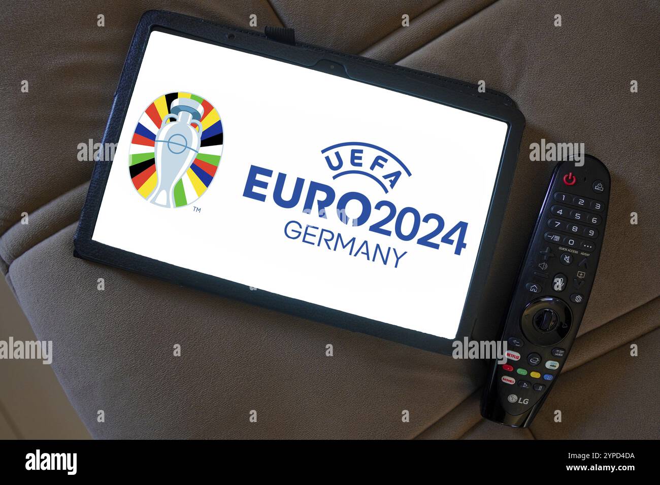 May 20, 2024, Brazil. In this photo illustration, the logo UEFA ...