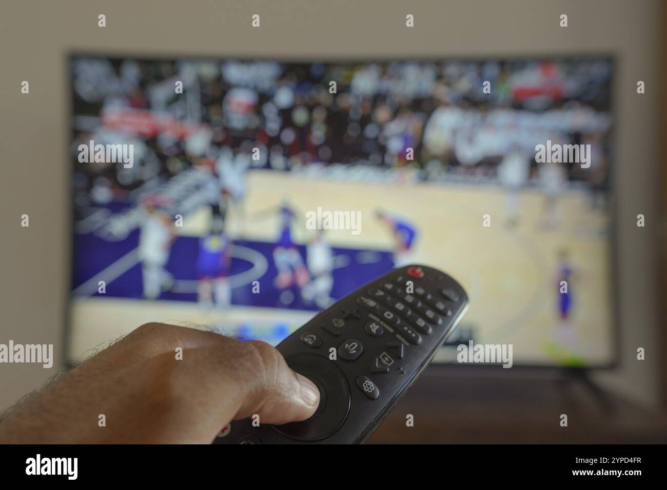 May 11, 2024, Brazil. In this photo illustration, a hand holding a TV ...