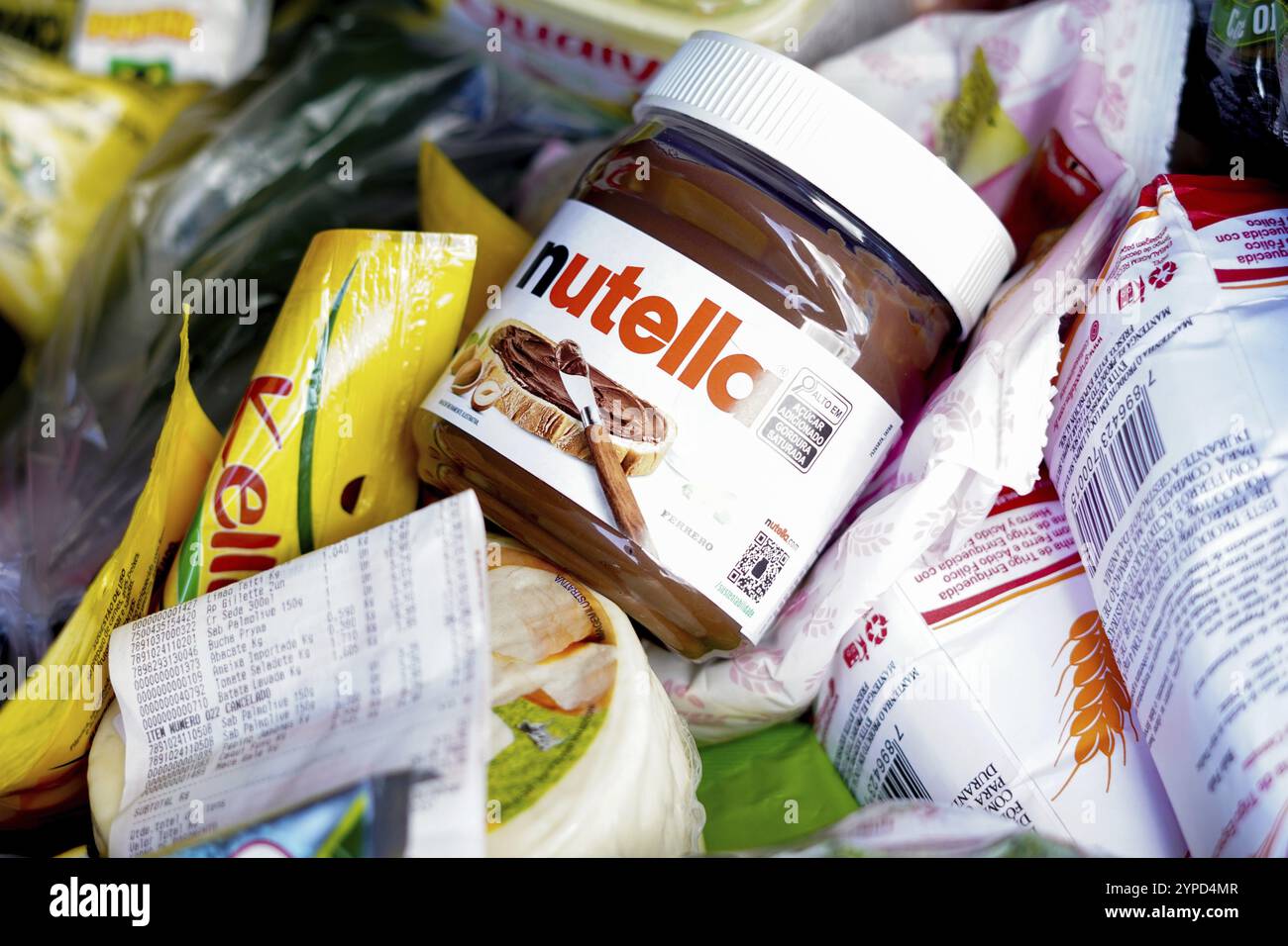 May 1, 2024, Brazil. Nutella chocolate is seen inside a shopping cart ...