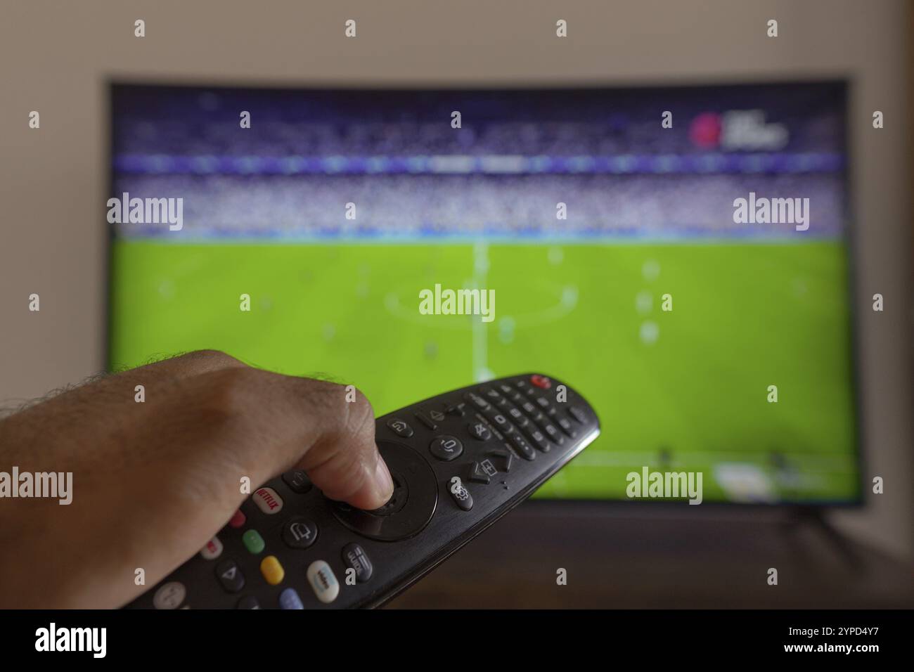 May 11, 2024, Brazil. In this photo illustration, a hand holding a TV ...
