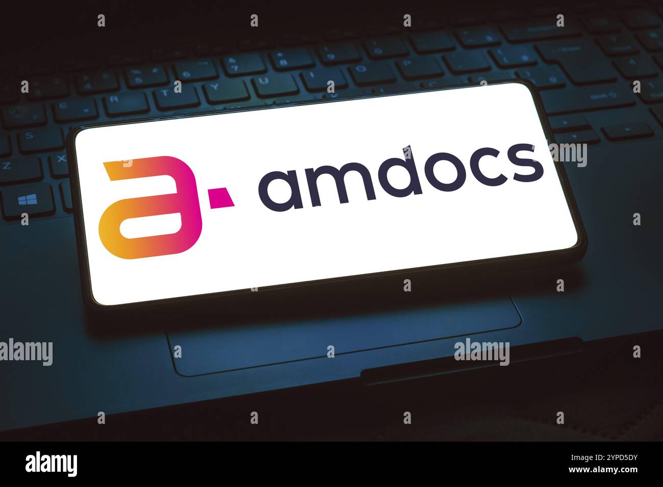 January 22, 2024, Brazil. In this photo illustration, the Amdocs Limited logo is displayed on a ...