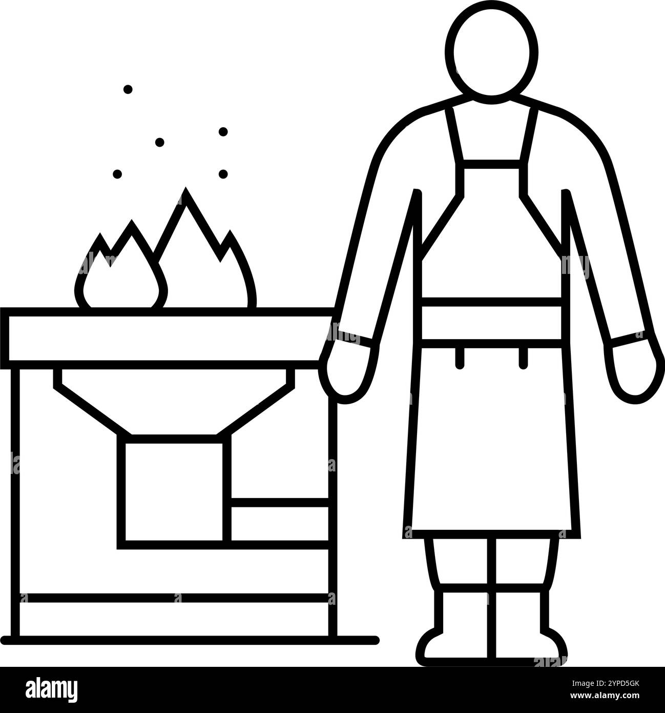 forge blacksmith line icon vector illustration Stock Vector Image & Art ...