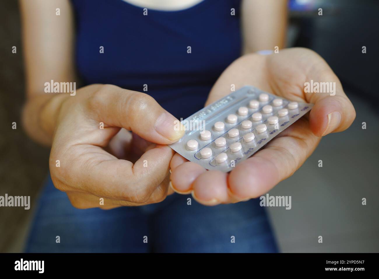 March 16, 2024, Brazil. A woman holds her birth control pill. The ...