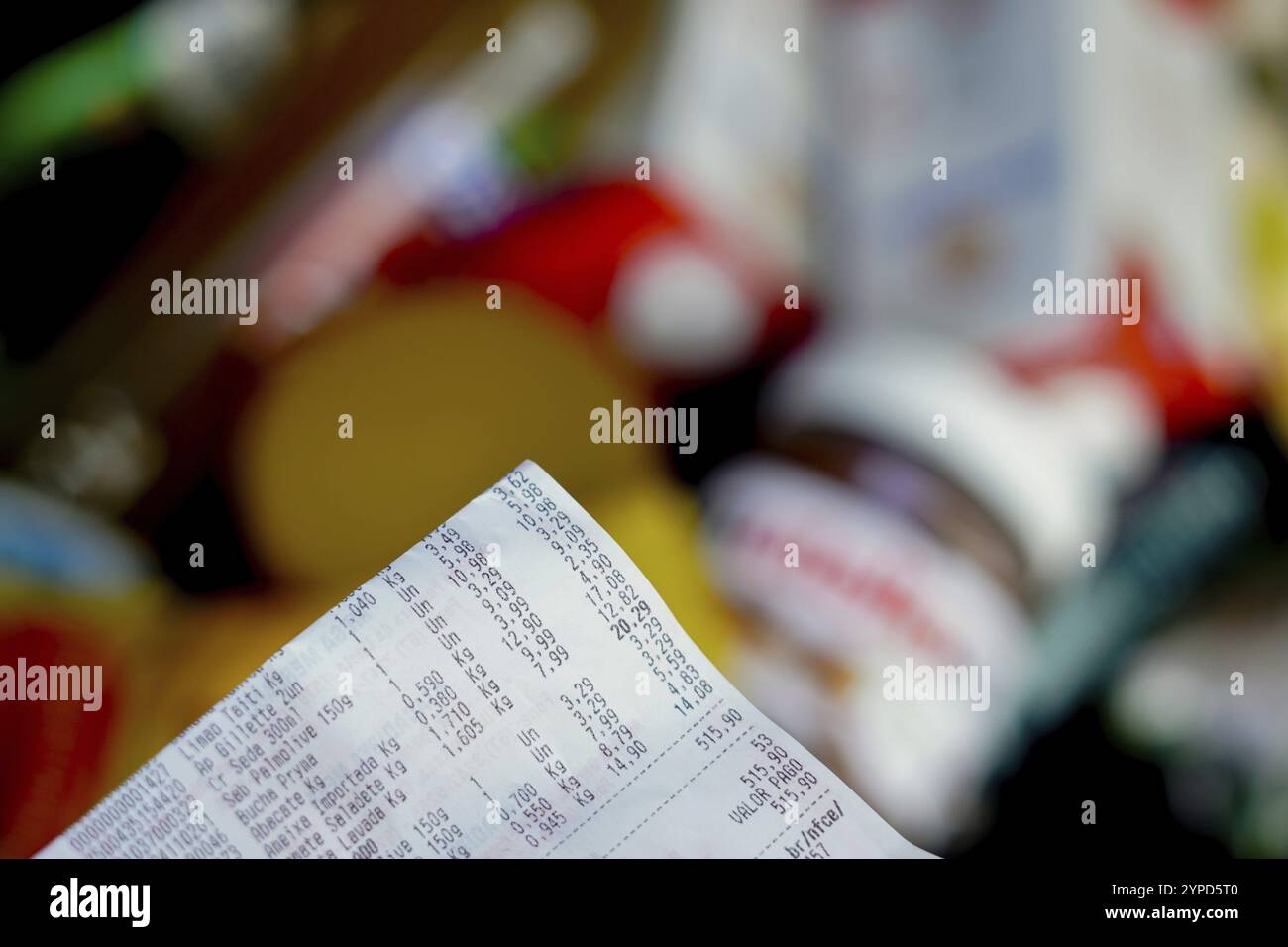 May 1, 2024, Brazil. Purchase invoice showing the prices of various ...