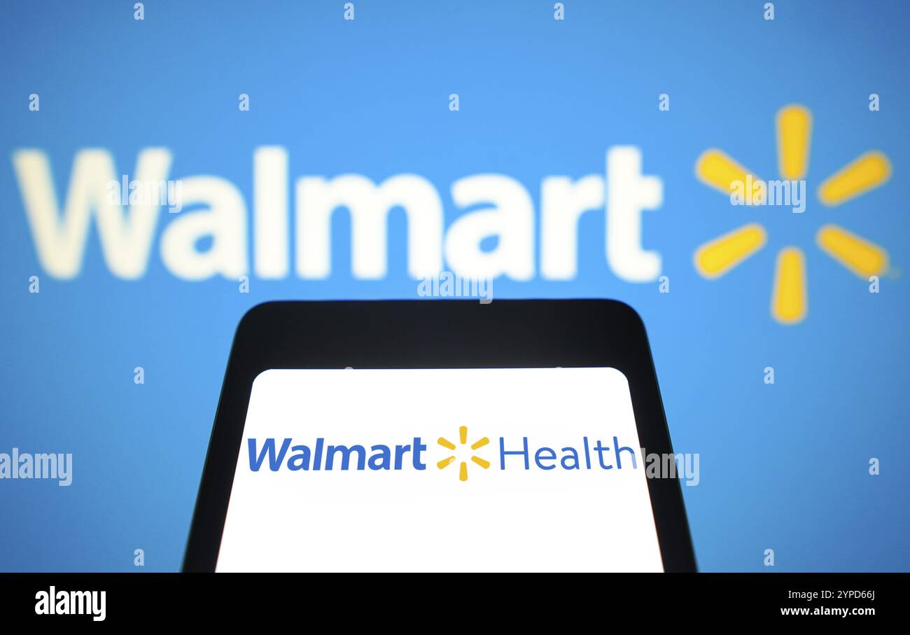 February 21, 2024, Brazil. In this photo illustration, the Walmart Health logo is displayed on a ...