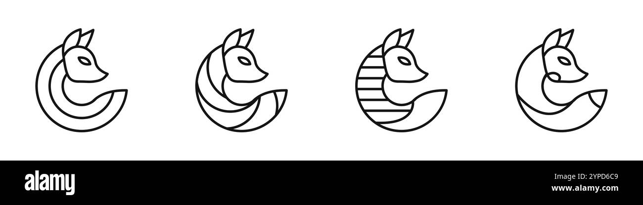 Fox branding icon. Design set of fox icon vector. Fox isolated on white ...