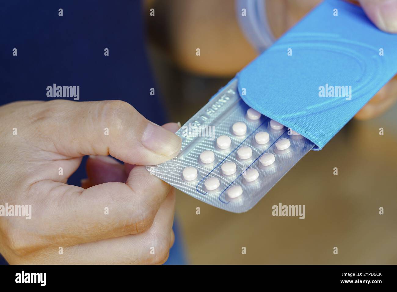 March 16, 2024, Brazil. A woman holds her birth control pill. In Brazil ...