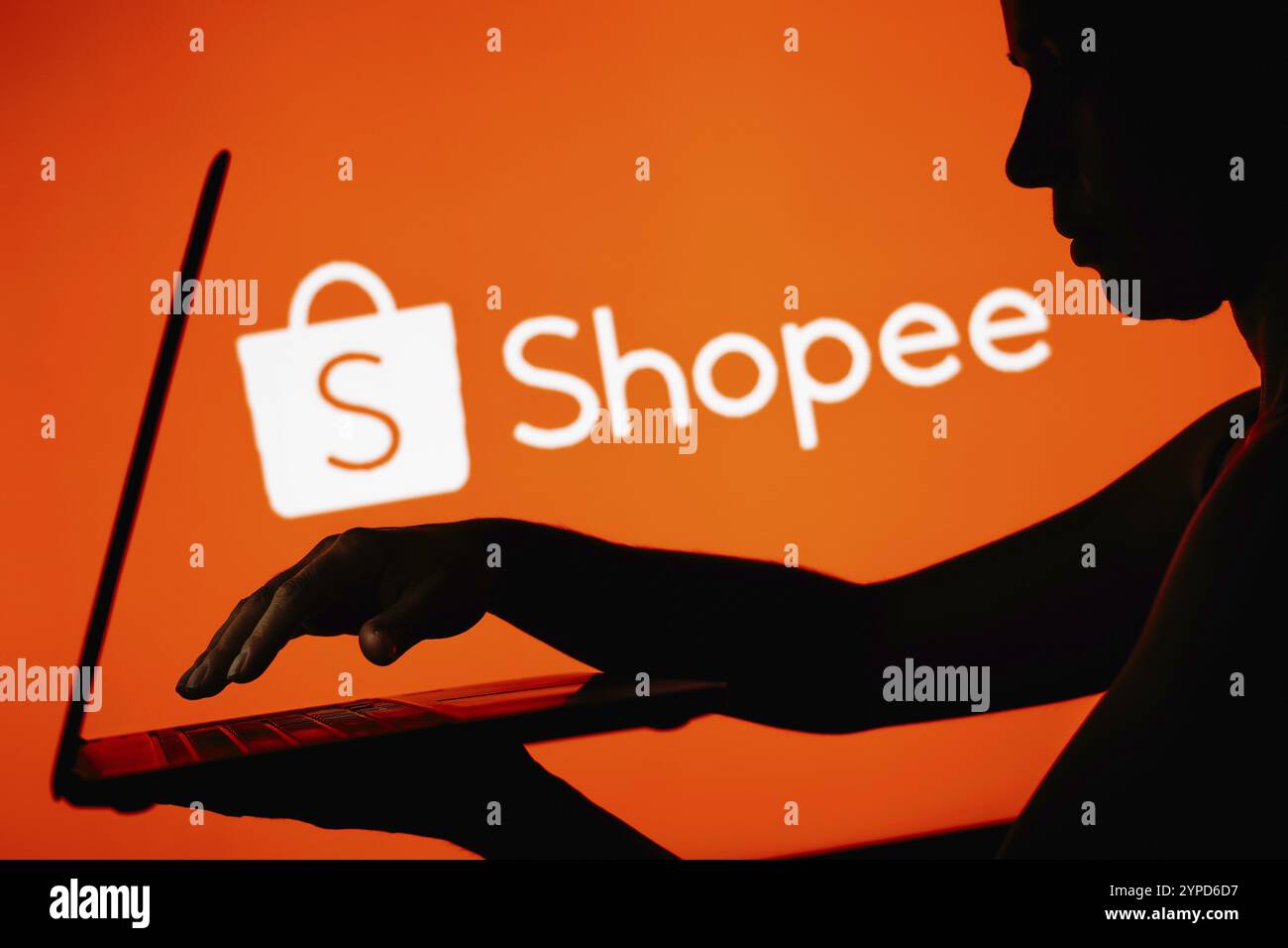 March 28, 2024, Brazil. In this photo illustration, the Shopee logo is ...