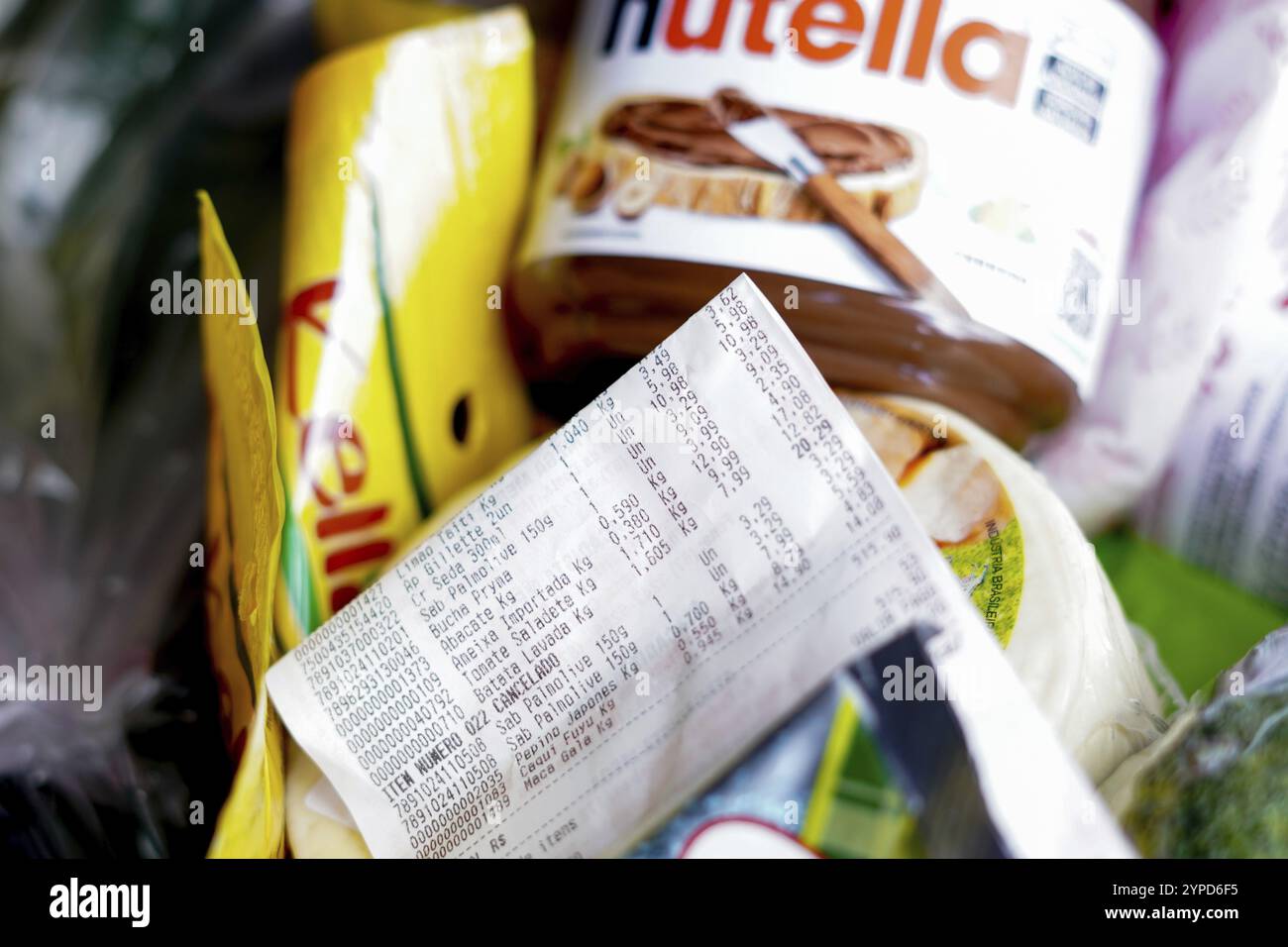 May 1, 2024, Brazil. Purchase invoice showing the prices of various ...