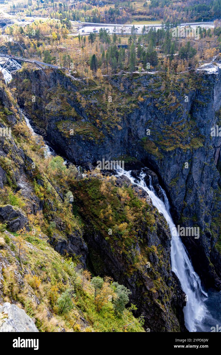Voringfossen waterfall Norway, located in the Mabodalen valley Eidfjord ...