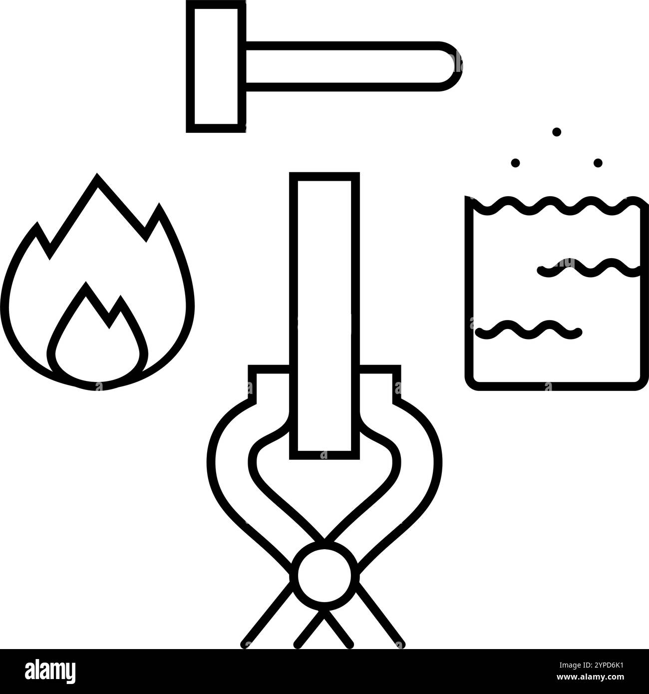 riveting blacksmith line icon vector illustration Stock Vector Image ...