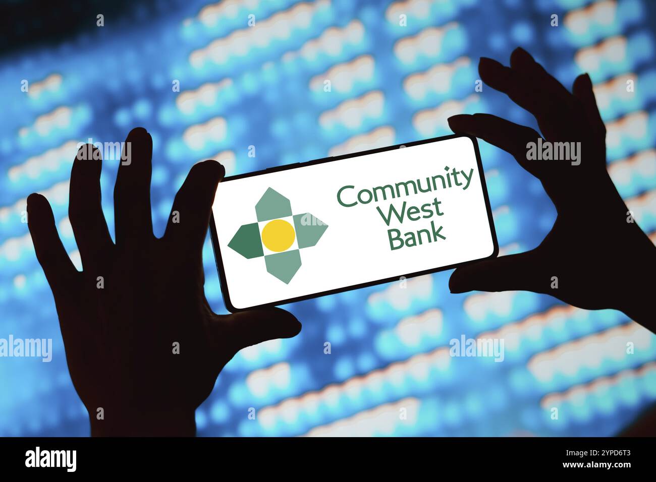 April 1, 2024, Brazil. In this photo illustration, the Community West Bank logo is displayed on ...
