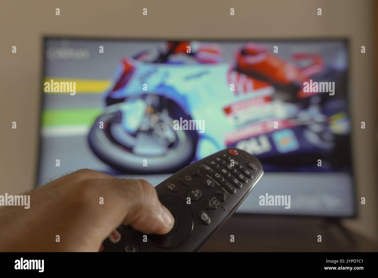 May 11, 2024, Brazil. In this photo illustration, a hand holding a TV ...