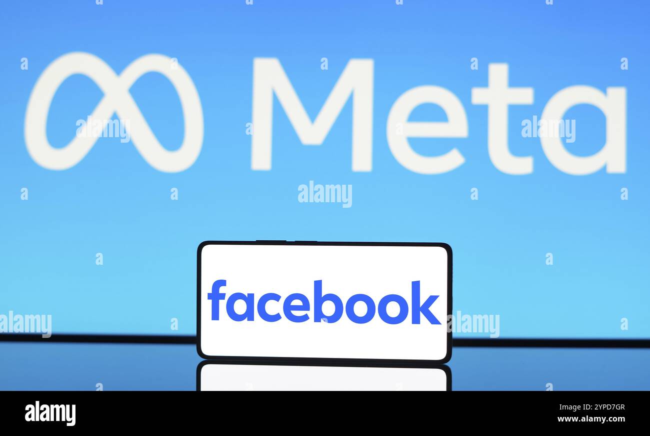 May 6, 2024, Brazil. In this photo illustration the Facebook logo is ...