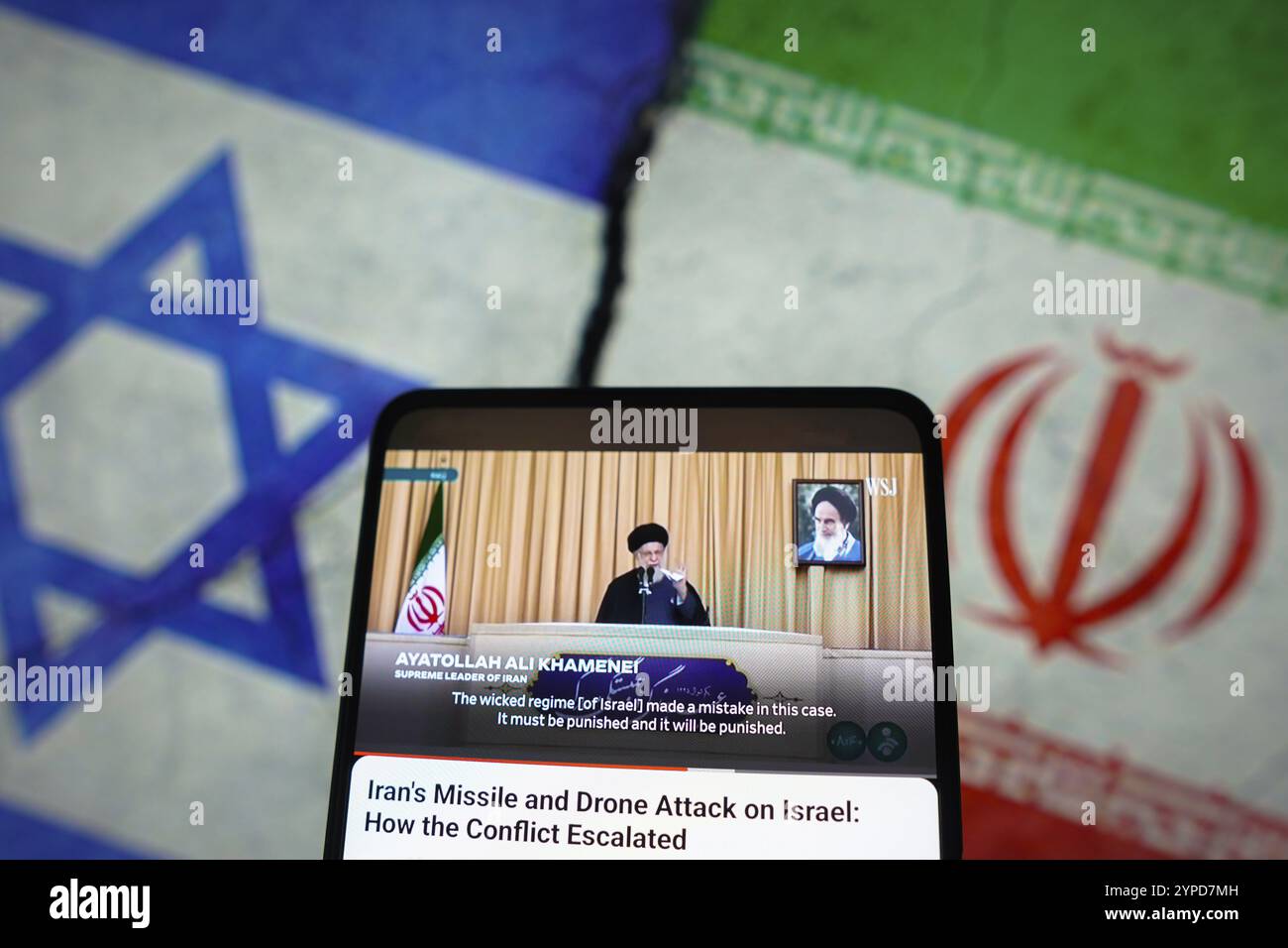 April 14, 2024, Brazil. In this photo illustration, the Ayatollah Seyed ...