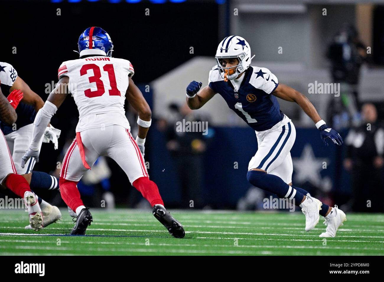 Dallas Cowboys wide receiver Jalen Tolbert (1) runs a route past New ...