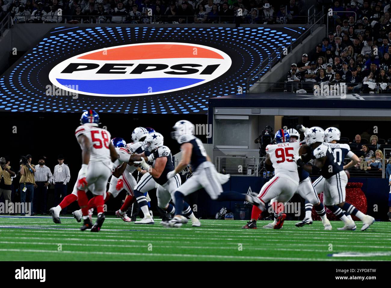 The Pepsi logo as seen on display during an NFL football game between ...
