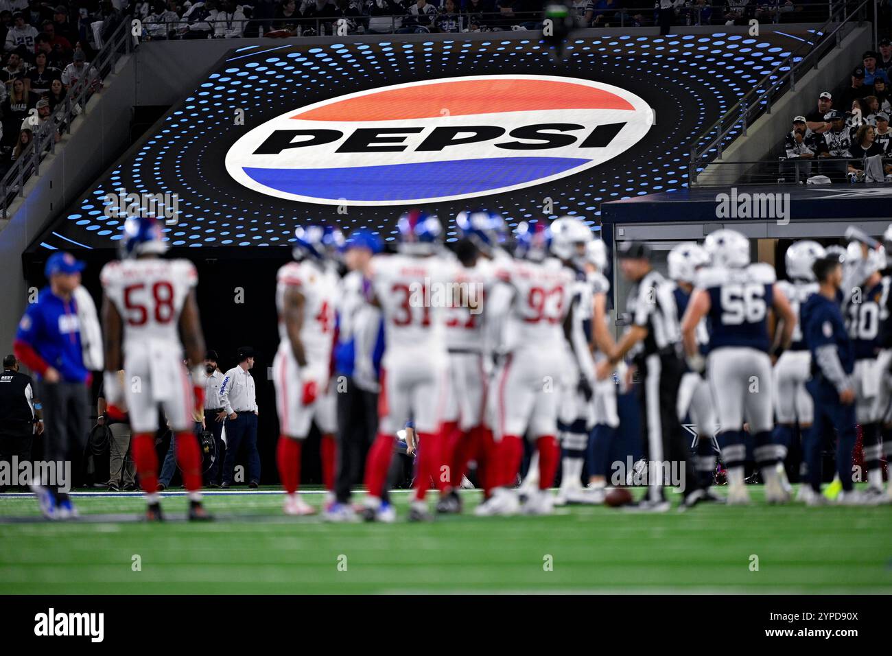 The Pepsi logo as seen on display during an NFL football game between ...