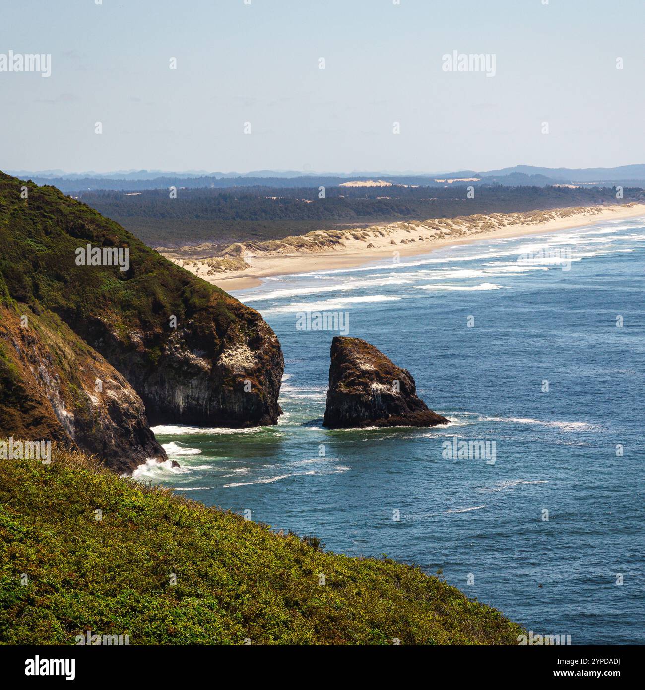 Rocky cliffs and the beaches in Florence Oregon as viewed from the Sea ...