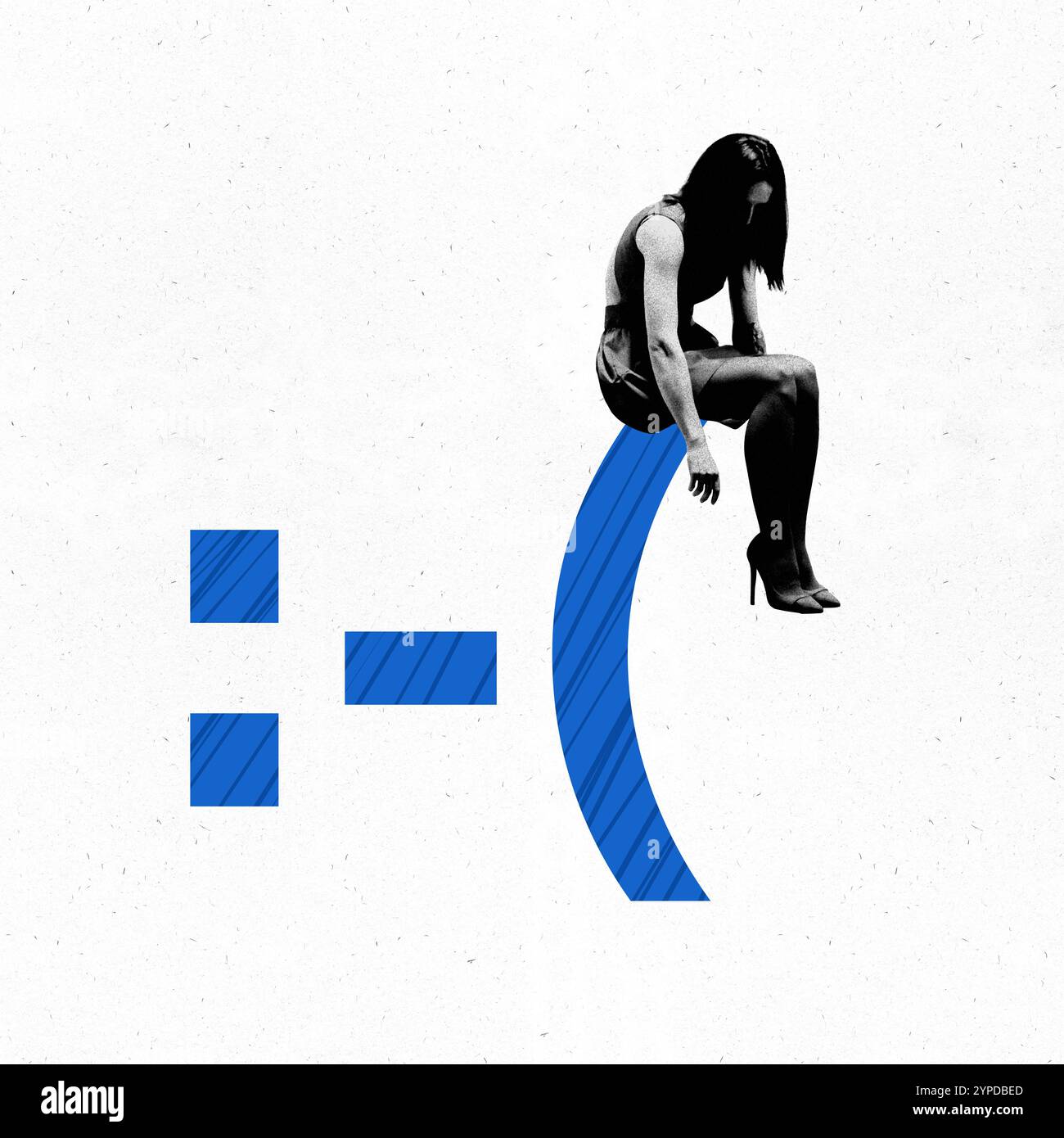 Conceptual design representing emotional decline, showing woman seated ...