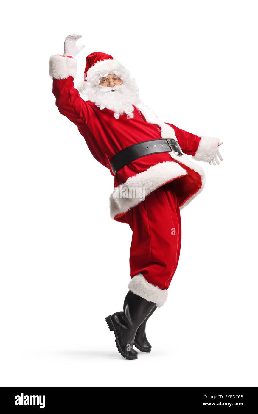 Cheerful Santa claus dancing isolated on white background Stock Photo ...
