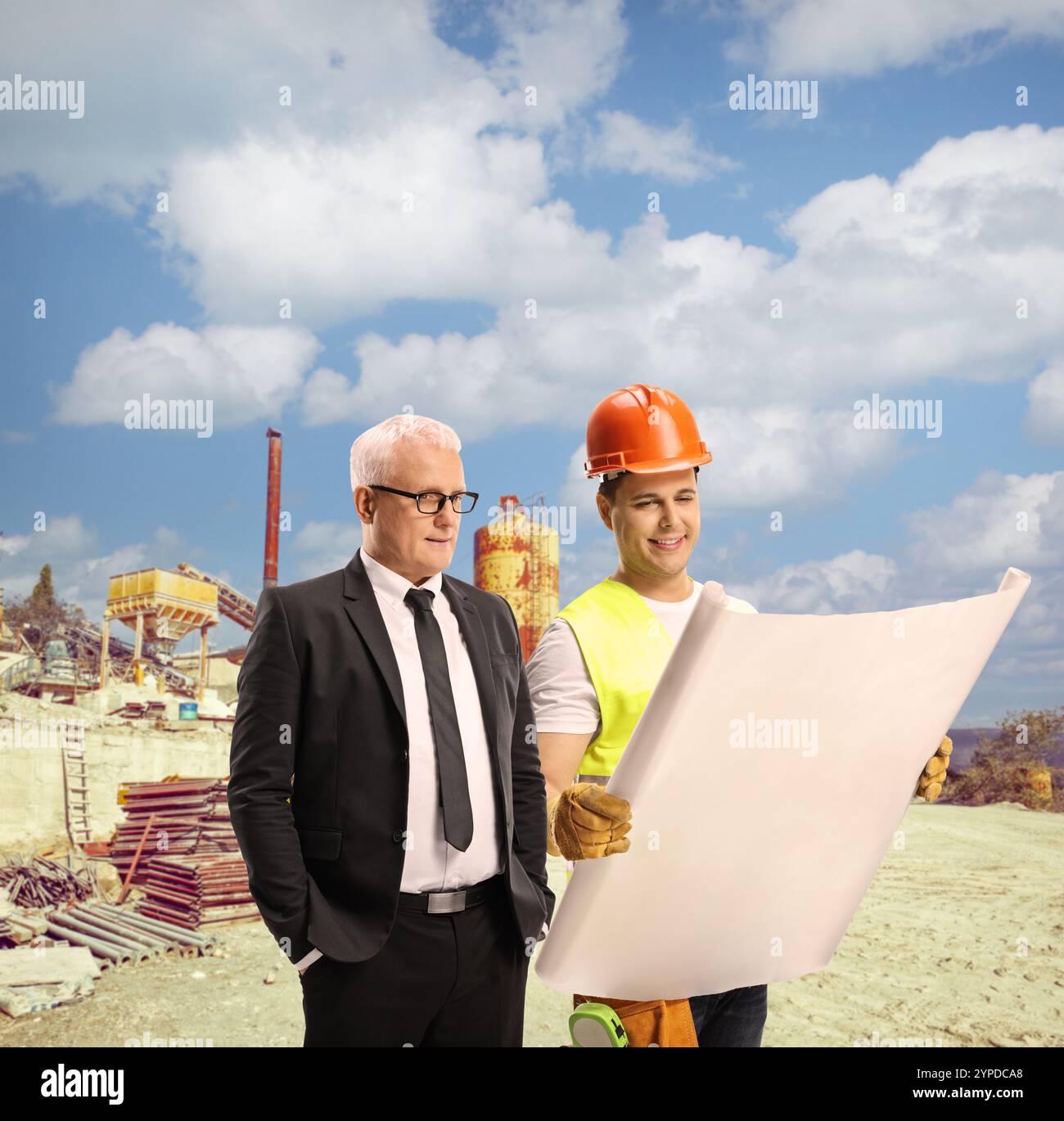 Architect team looking construction plan hi-res stock photography and ...
