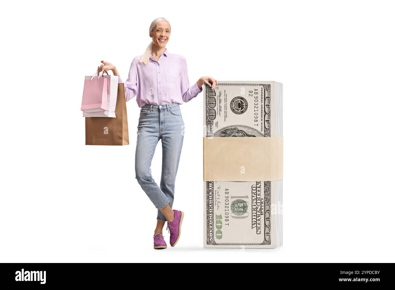 Shopping excited woman bags hi-res stock photography and images - Alamy