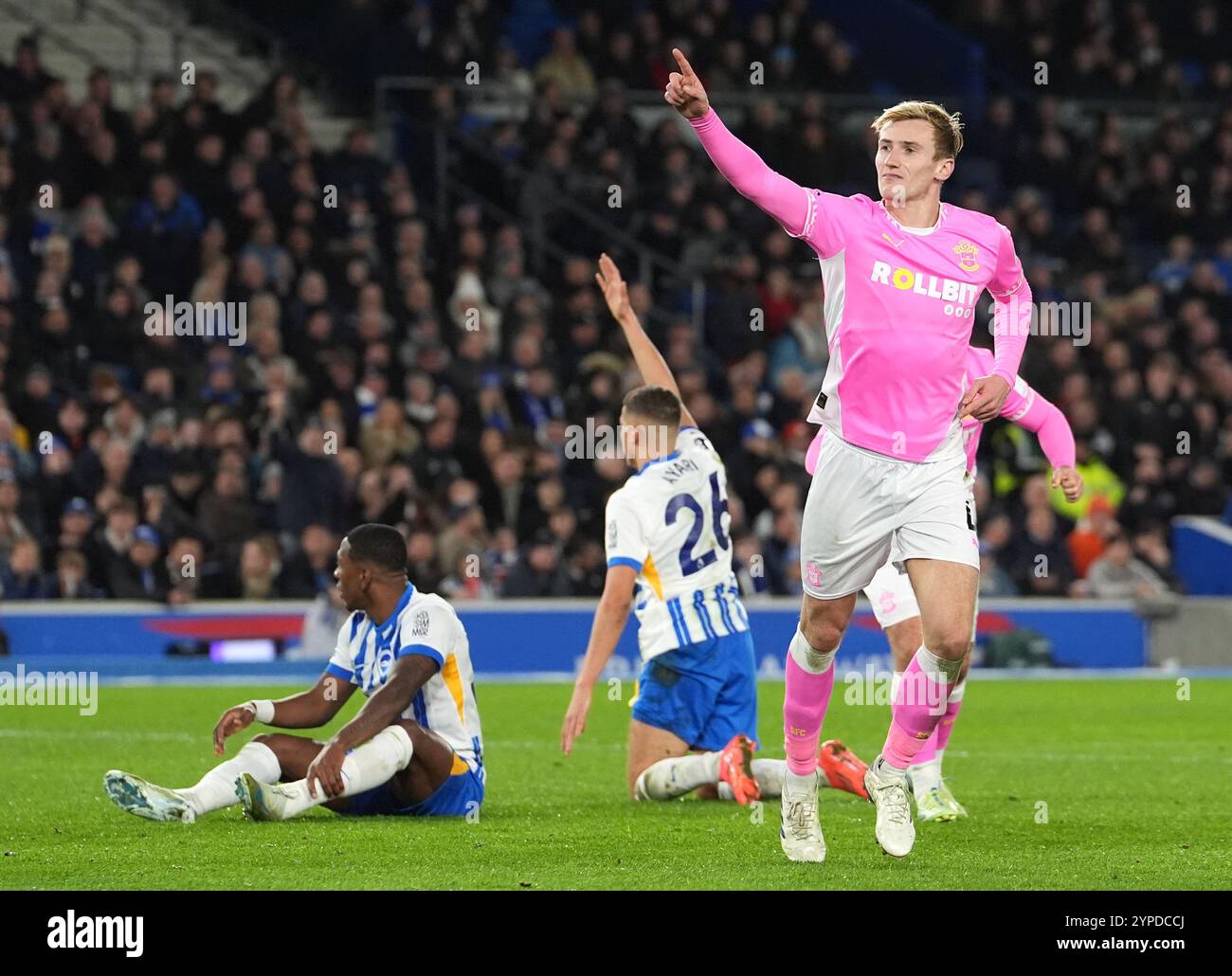 Southampton's Flynn Downes celebrates scoring their side's first goal ...