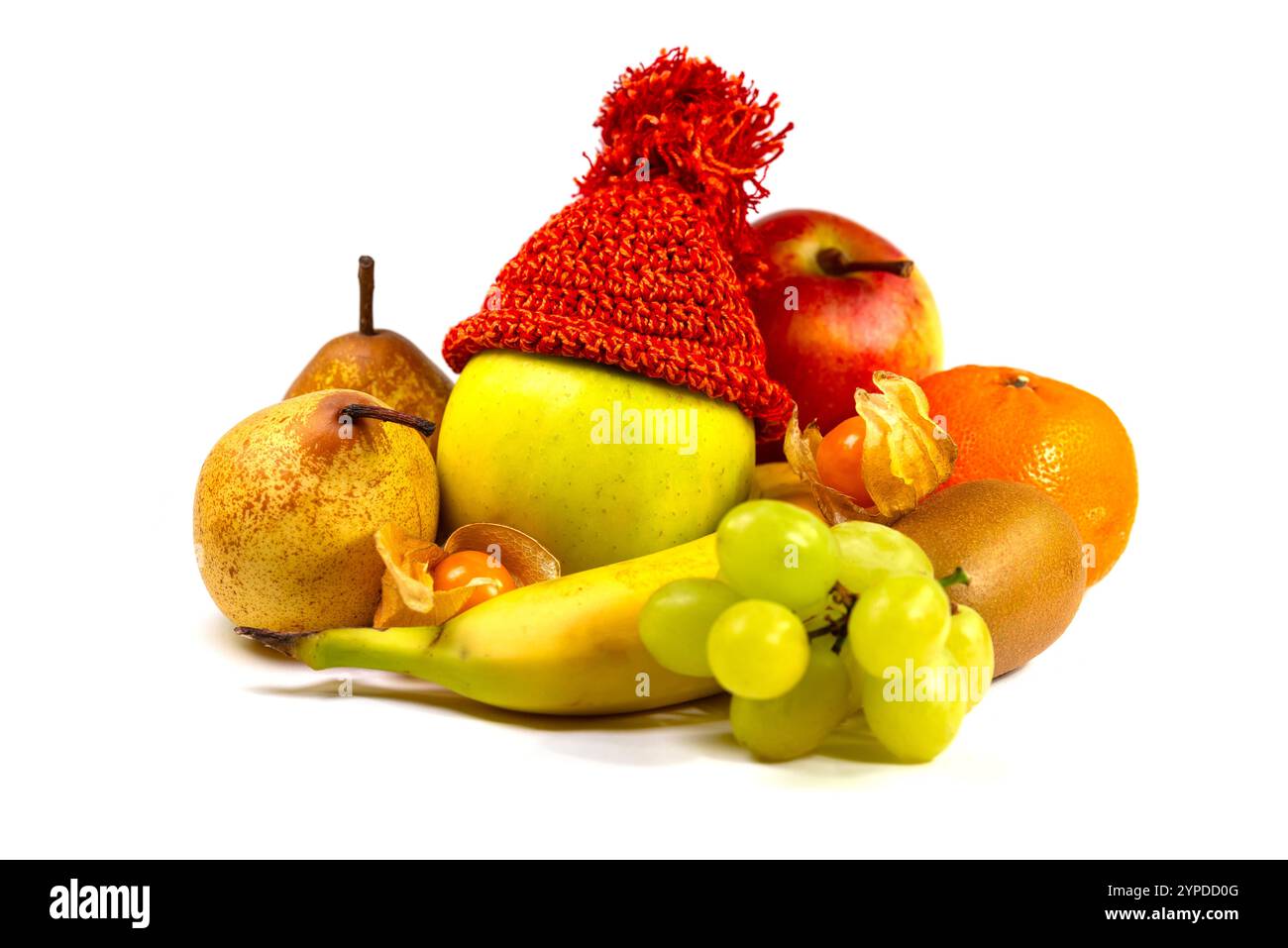 Different types of fruit against a white background Stock Photo - Alamy