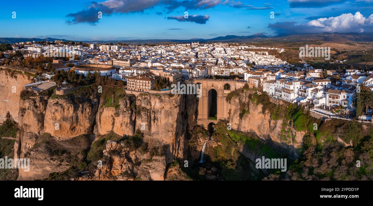 Aerial View of Ronda, Spain at Sunset Featuring Puente Nuevo Stock Photo - Alamy