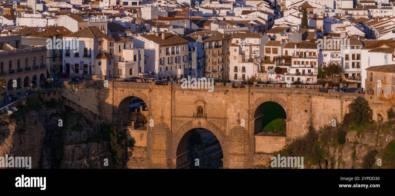 Aerial View of Puente Nuevo Bridge at Sunset in Ronda, Spain Stock Photo - Alamy