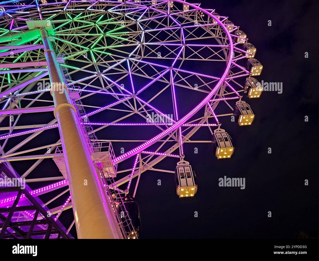 Mexico City, Mexico - Mar 20 2024: Night view of the Aztlan 360 Wheel ...