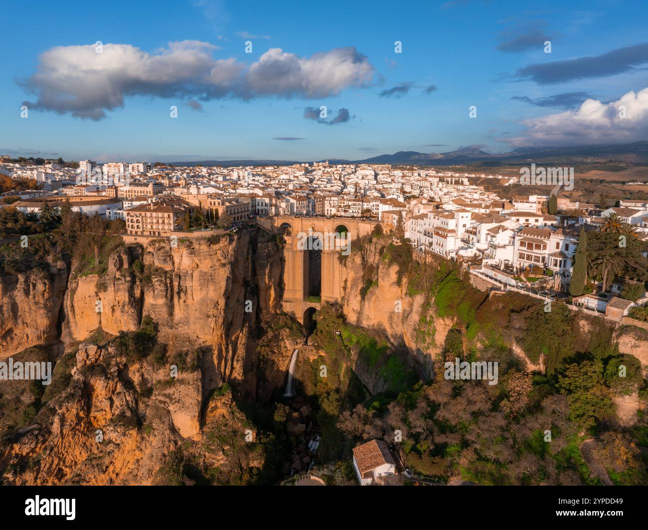 Aerial View of Ronda, Spain at Sunset Featuring Puente Nuevo Stock ...