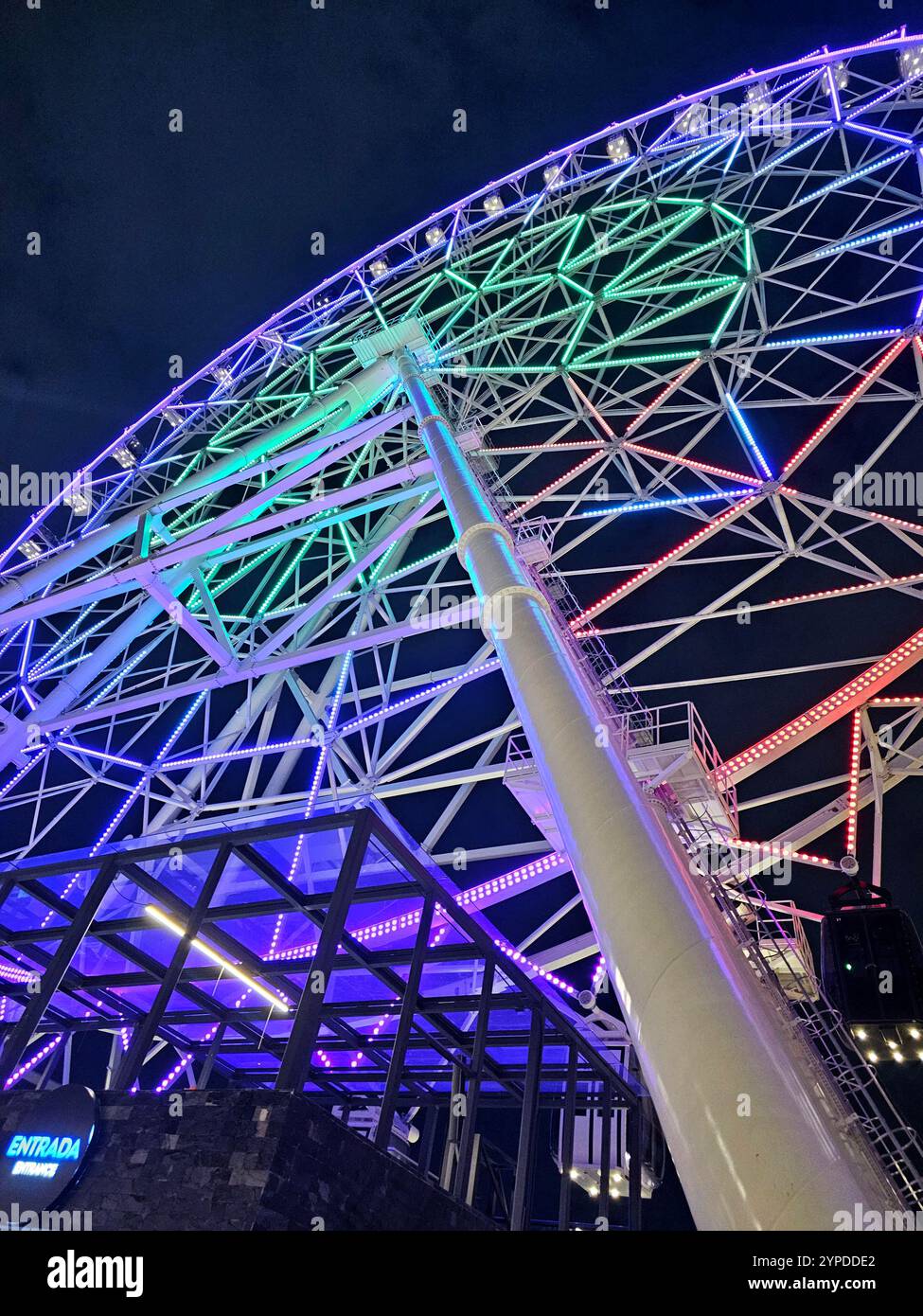 Mexico City, Mexico - Mar 20 2024: Night view of the Aztlan 360 Wheel ...
