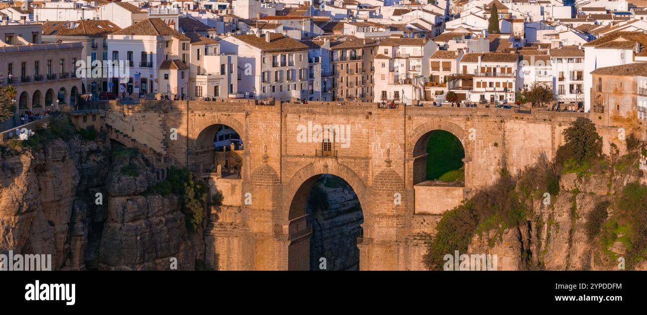 Aerial View of Puente Nuevo Bridge at Sunset in Ronda, Spain Stock Photo - Alamy