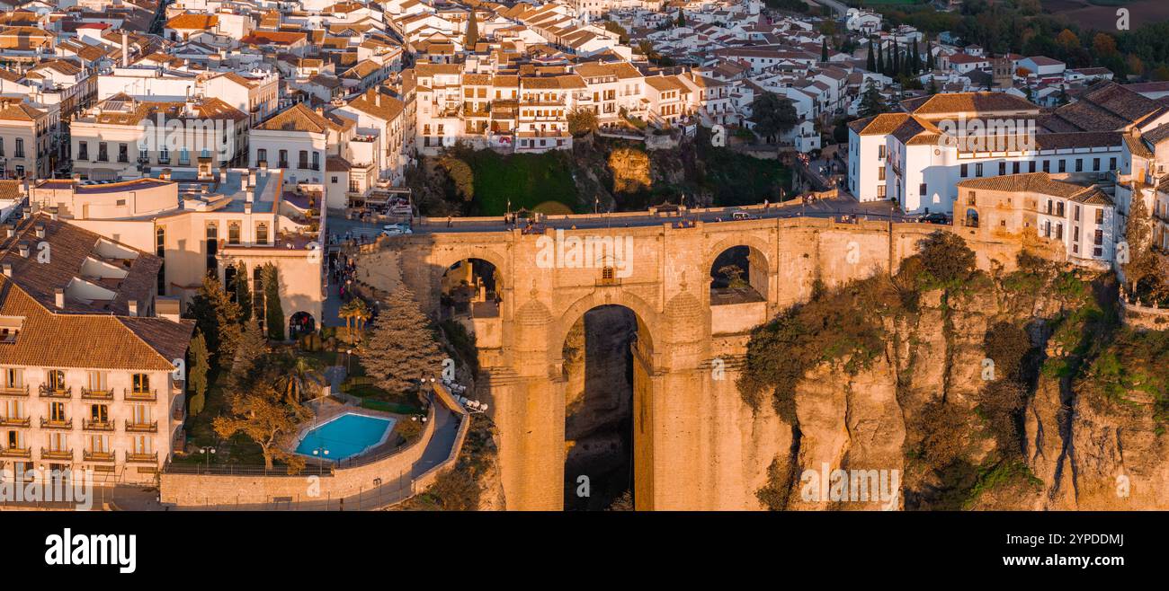 Aerial View of Ronda, Spain Featuring Puente Nuevo at Sunset Stock Photo - Alamy