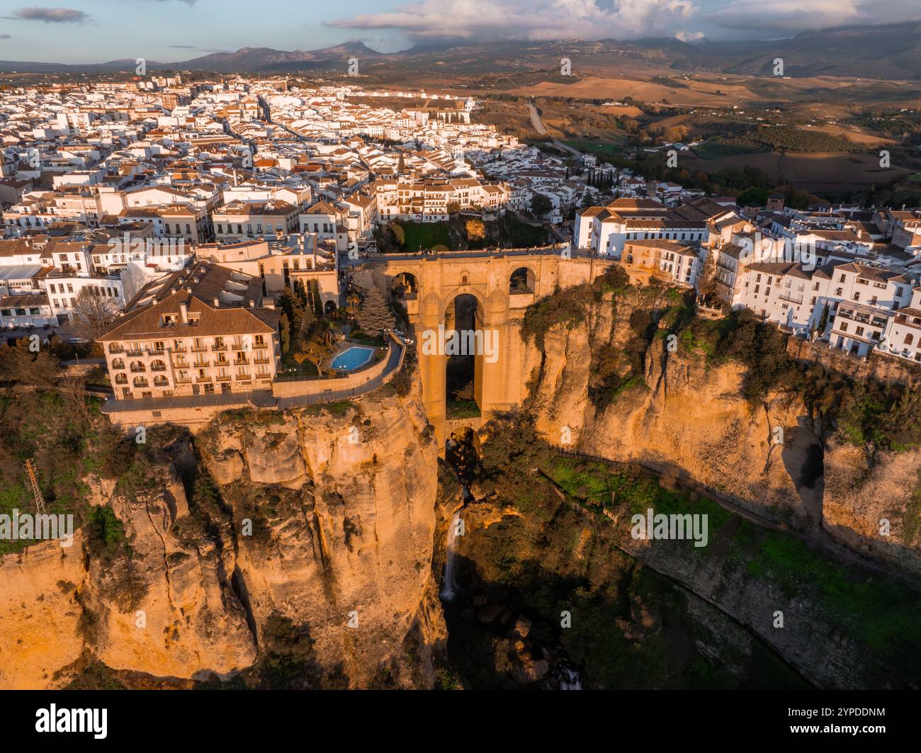Aerial View of Ronda, Spain at Sunset Featuring Puente Nuevo Stock Photo - Alamy