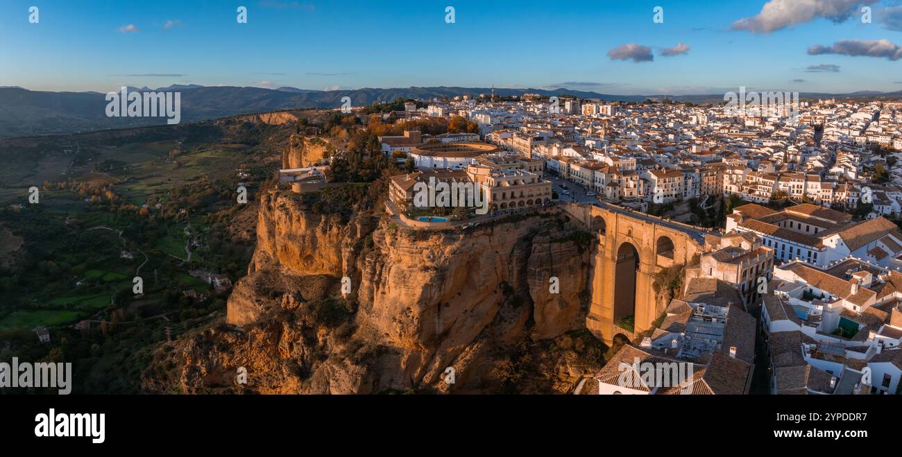 Aerial View of Ronda, Spain at Sunset Featuring Puente Nuevo Stock Photo - Alamy