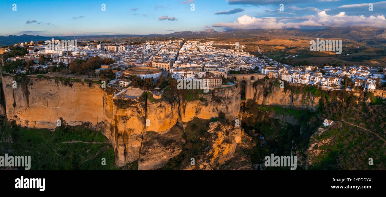 Aerial View of Ronda, Spain at Sunset with Puente Nuevo Bridge Stock Photo - Alamy