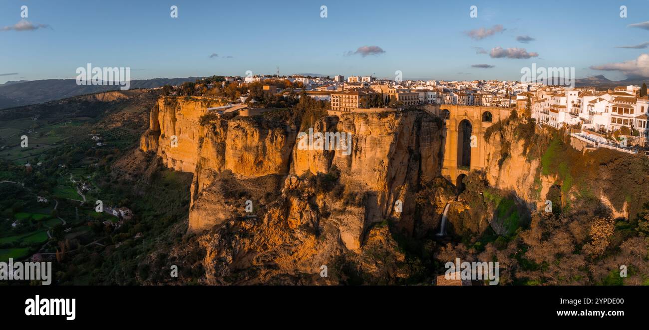 Aerial View of Ronda, Spain at Sunset Featuring Puente Nuevo Stock Photo - Alamy
