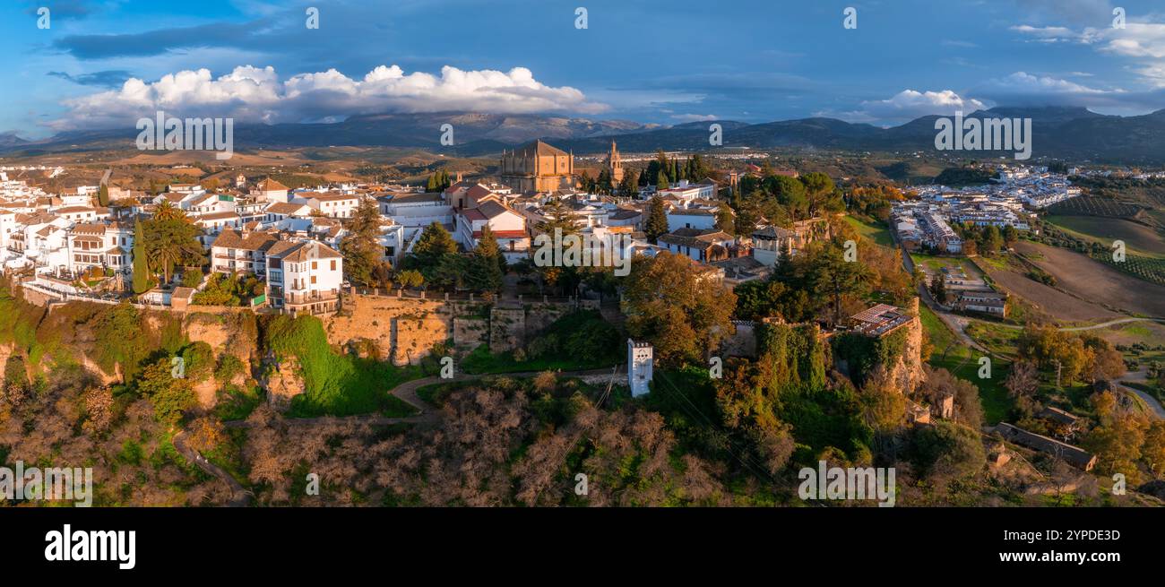 Aerial View of Ronda, Spain at Sunset with Puente Nuevo Bridge Stock Photo - Alamy